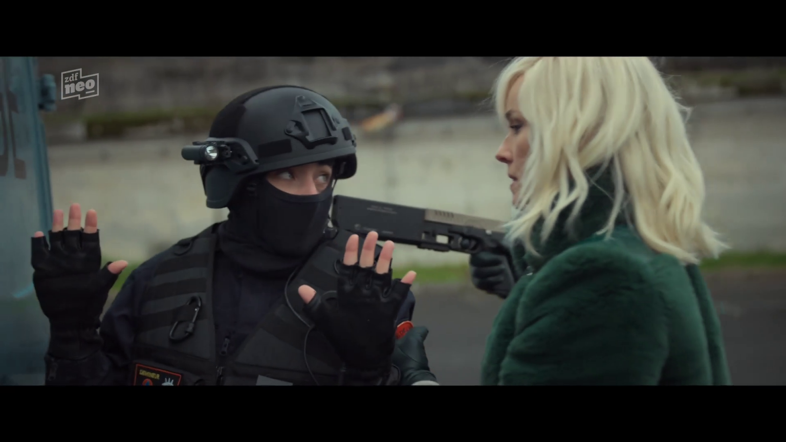 A masked female cop and two masked female bomb squad members – [Three ...